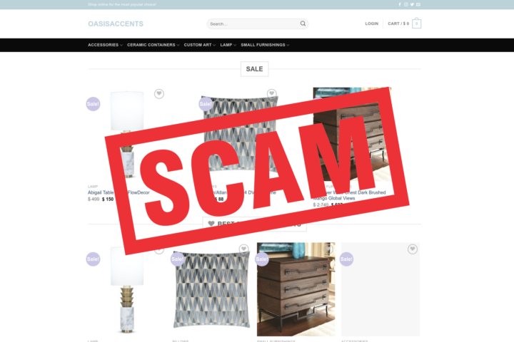 Oasisaccents.shop is a SCAM!