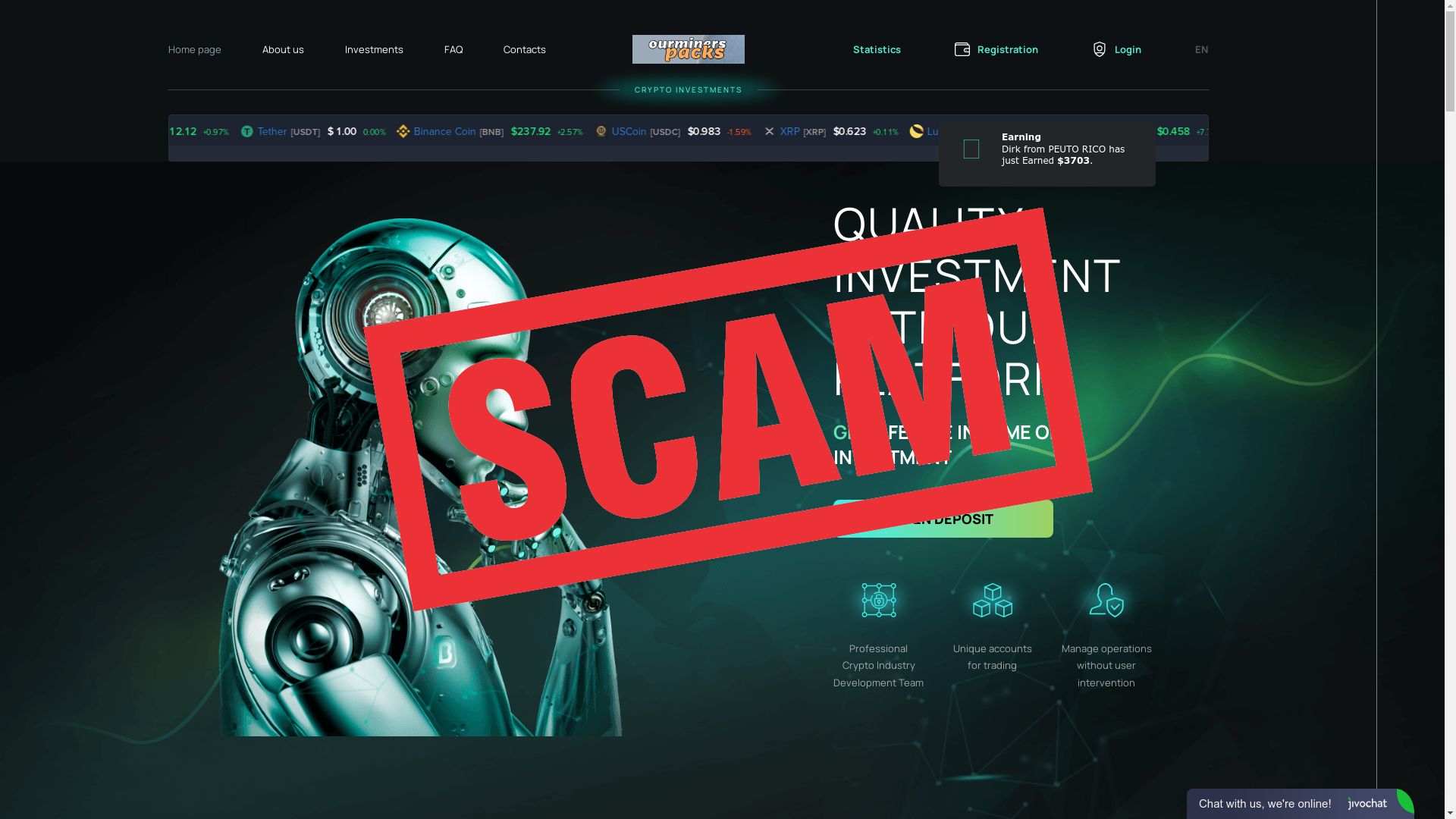 Ourminerspacks.com is a SCAM!