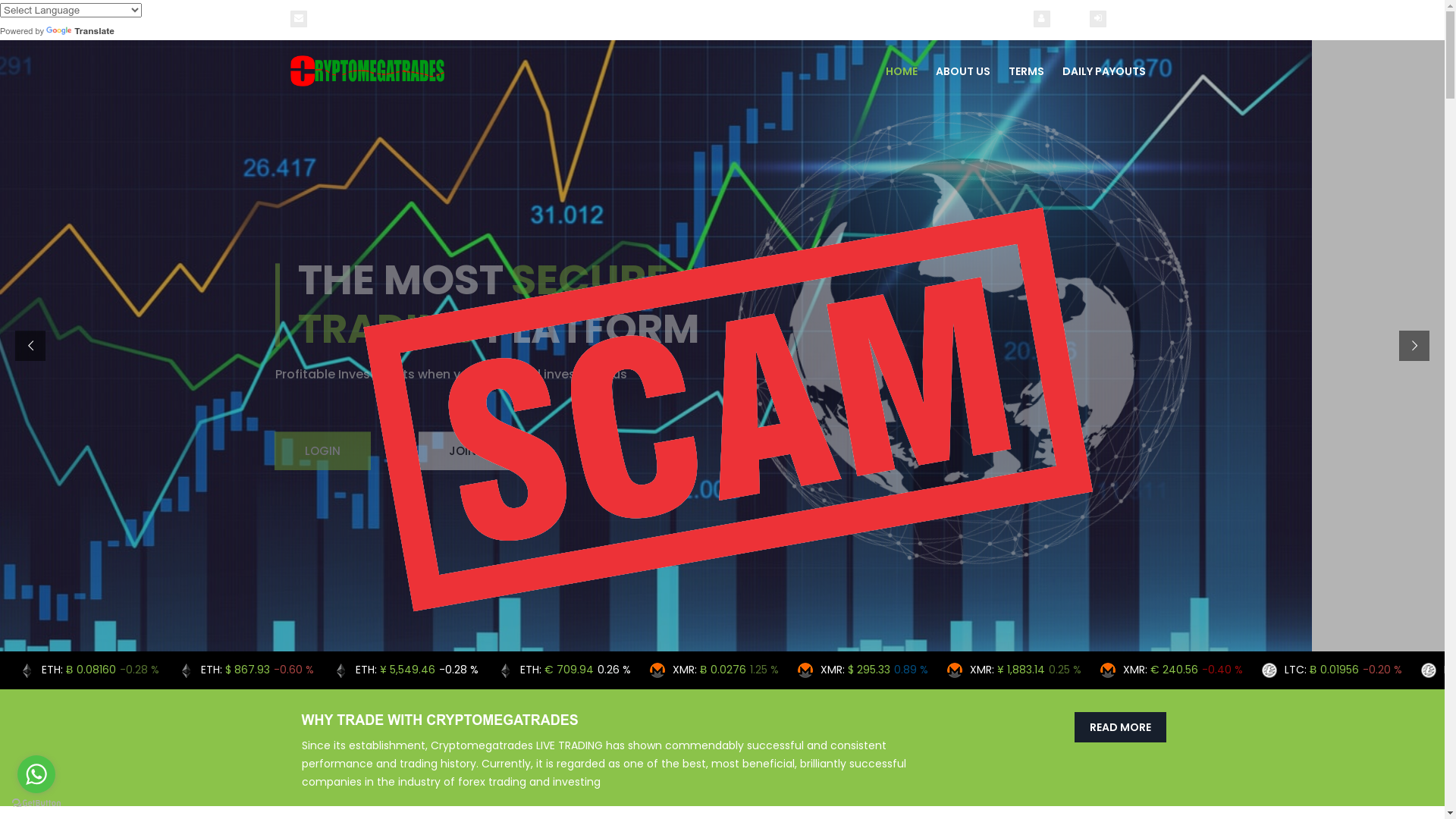 Cryptomegatrades.live is a SCAM!